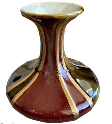 Vintage Olive Green and Rust Ceramic Vase Glossy finish Home Mid ...