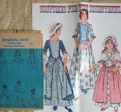 VTG Simplicity Pattern 6828 Girls Size 12 Bicentennial Costume Colonial ...