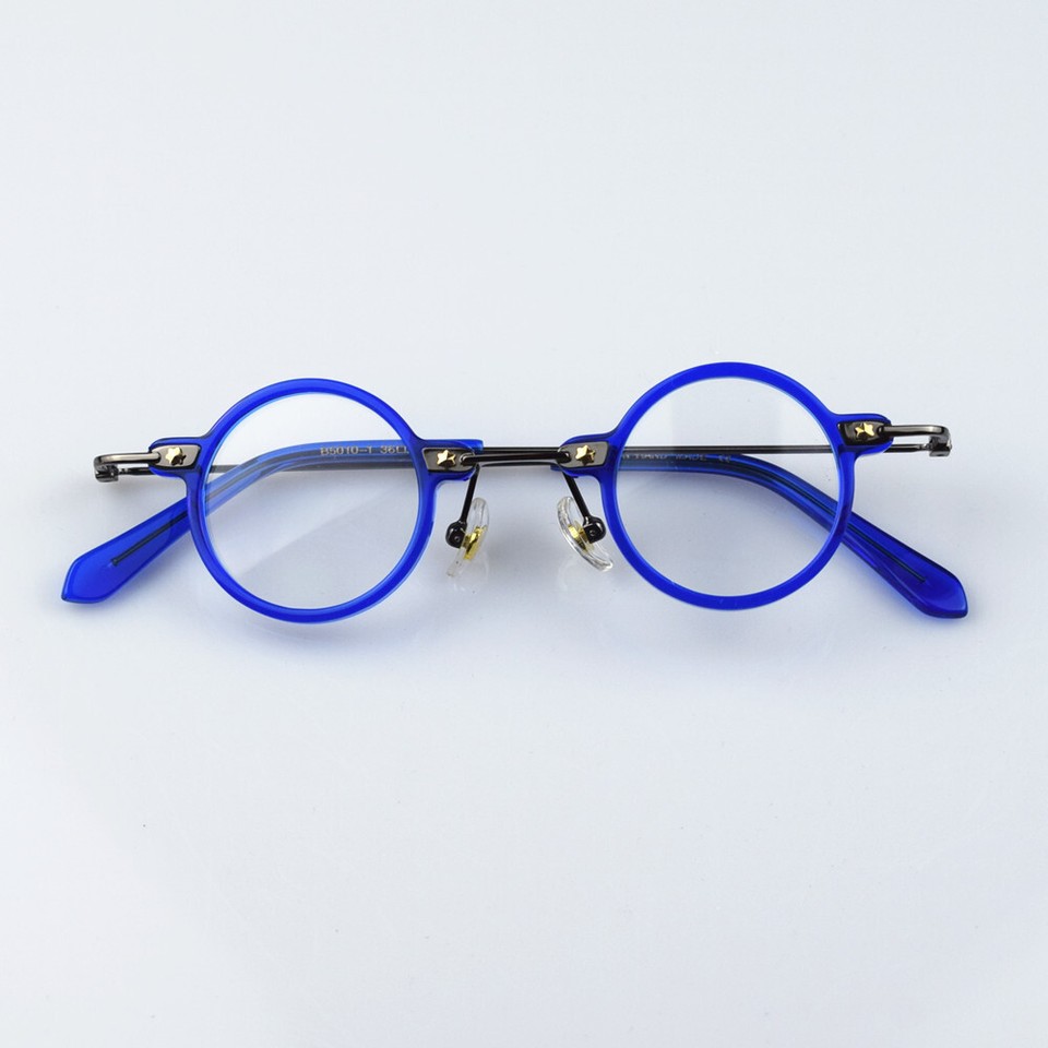 Vintage Small Round 36mm Hand Made Eyeglass Frames Acetate Full Rim Rx ...