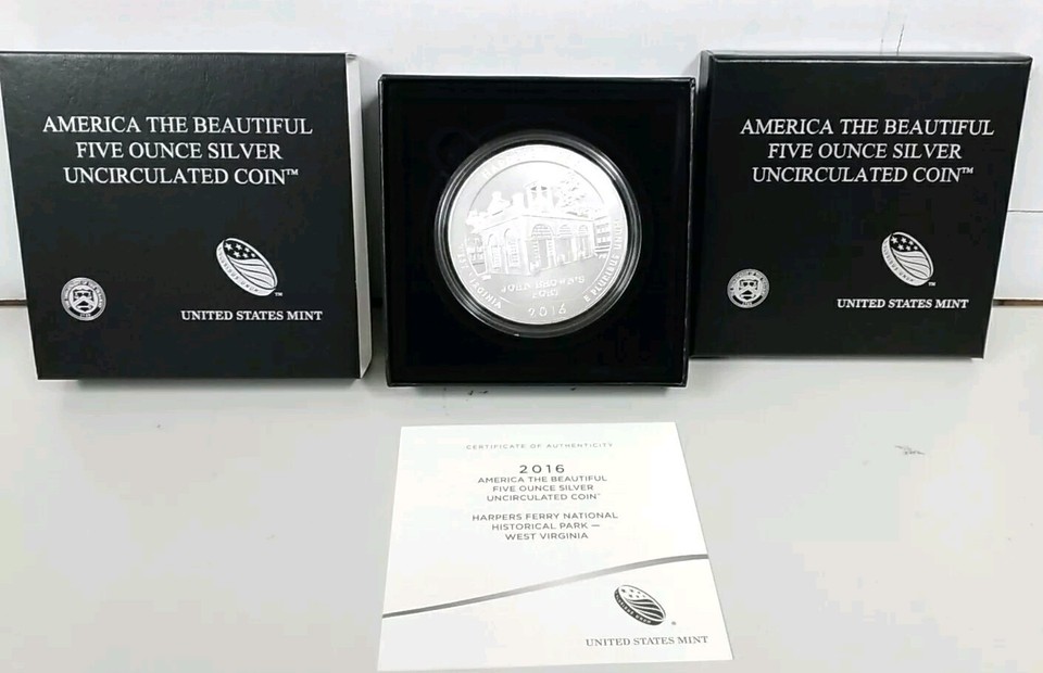 2016-P 5 oz ATB HARPERS FERRY America the Beautiful Silver Coin w/Box ...