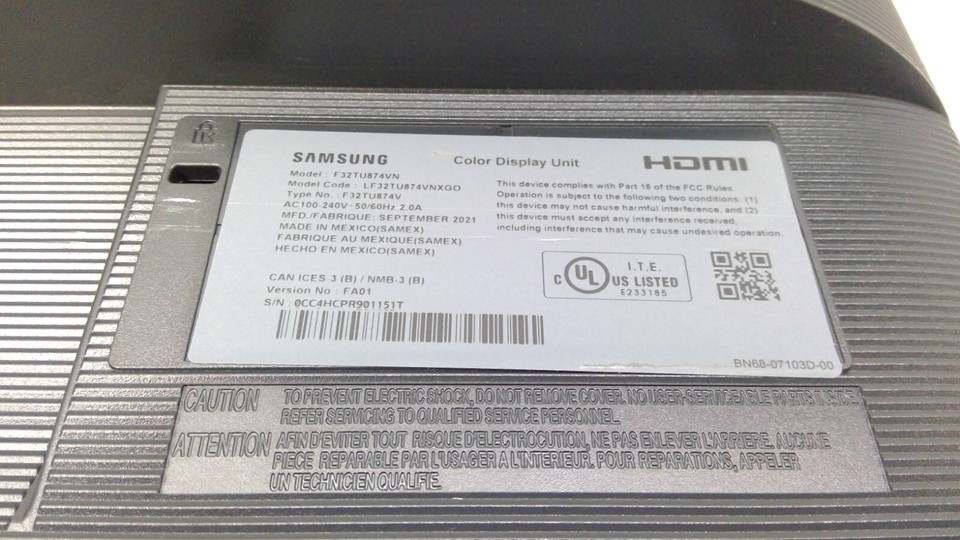 Samsung F32TU874VN 32” ViewFinity TU874 UHD Monitor, HDMI DisplayPort ...