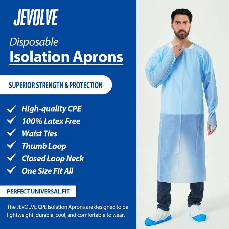 Disposable Isolation Aprons One Size Fit All CPE Isolation Gowns Thumb ...
