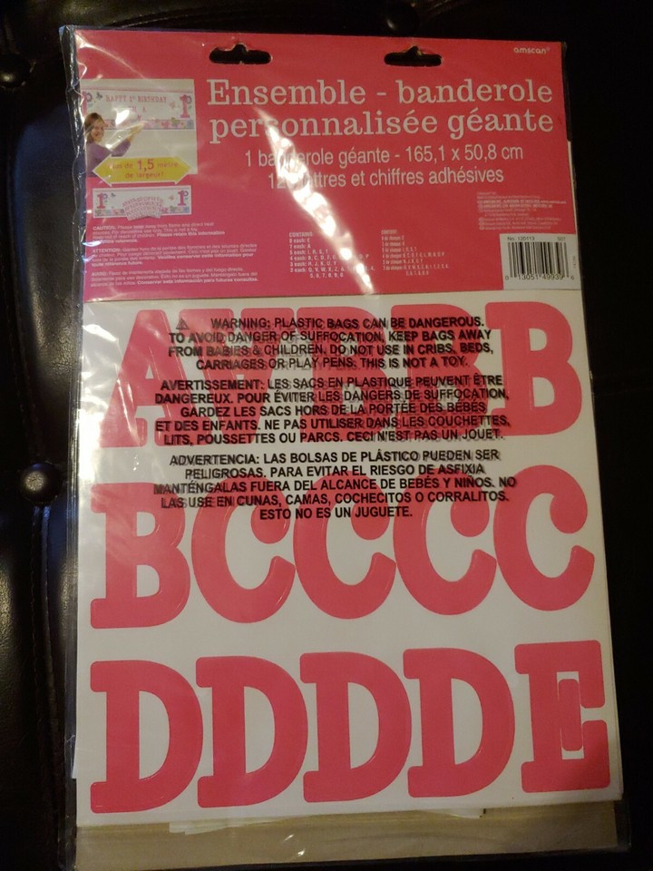 Personalized Giant Banner Kit - PINK 1ST BIRTHDAY - Over 5 ft wide ...