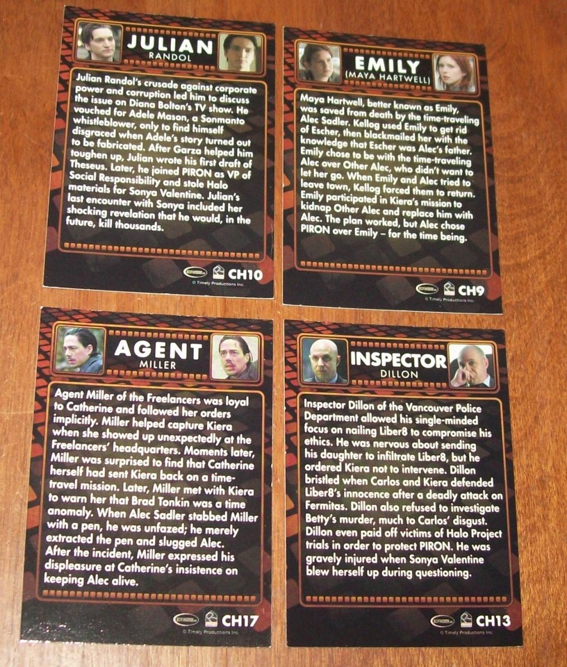 Four Rittenhouse Continuum Character Cards | eBay UK