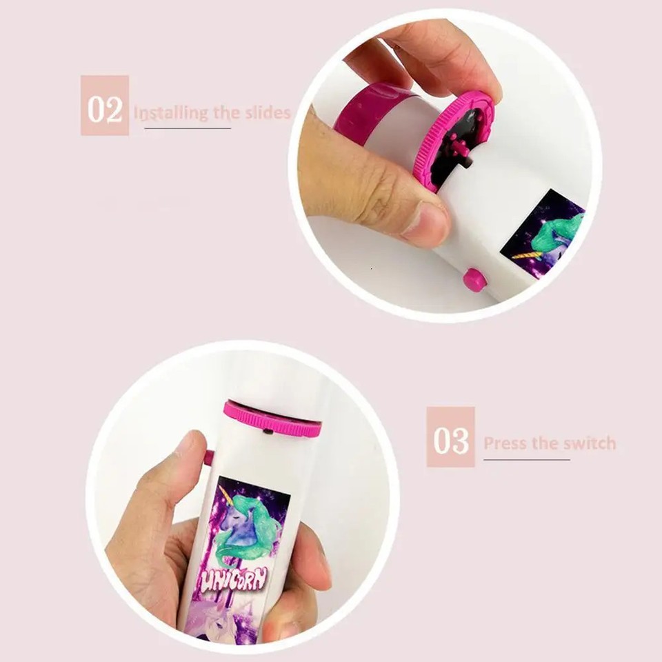 Kids Projection Flashlight Cartoon Projector Night Light Learning Toy ...