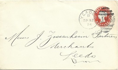GB 1894 1/2d Vermilion Embossed P/S Cover with Yeadon J93 Duplex to ...