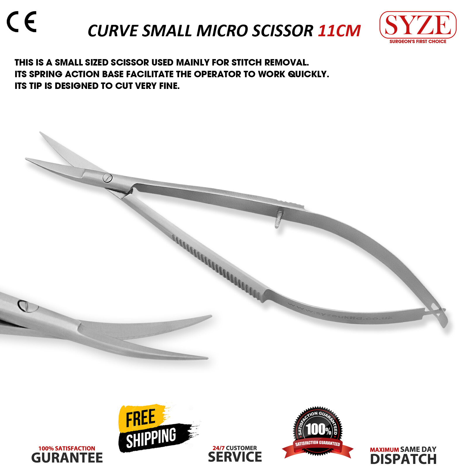 Microsurgery Scissors Straight and Curved Surgical Tissue Dissecting ...