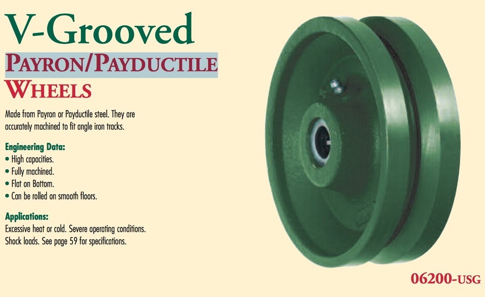 New Payson 4" V Grooved Steel Caster Wheel w/ Bearing 04150-XSG Ships ...