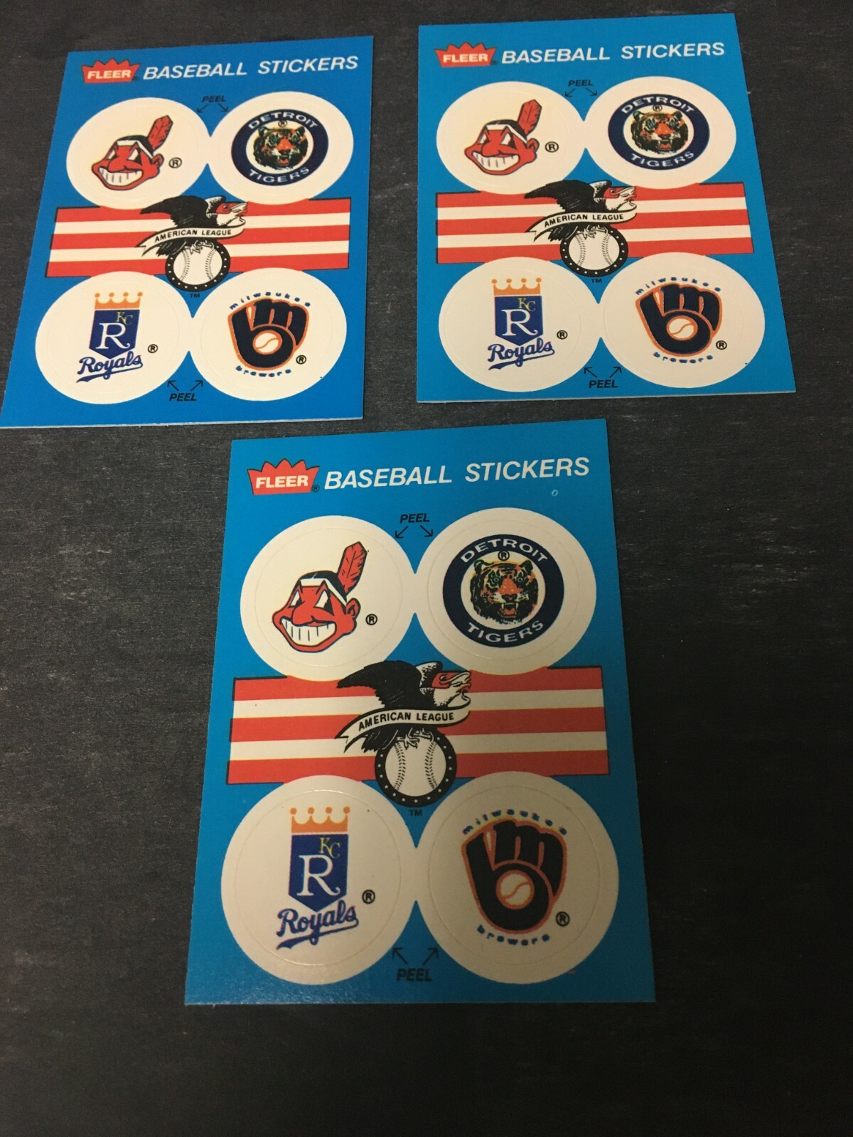 CLEVELAND INDIANS CHIEF WAHOO FLEER BASEBALL STICKER CARDS Lot of 3 | eBay