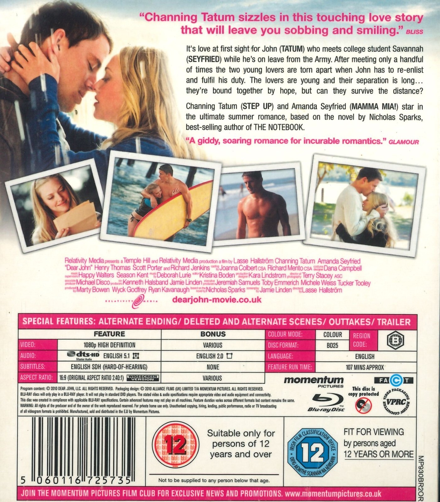 Dear John (2010) Blu-ray, Channing Tatum, Amanda Seyfried, Richard ...
