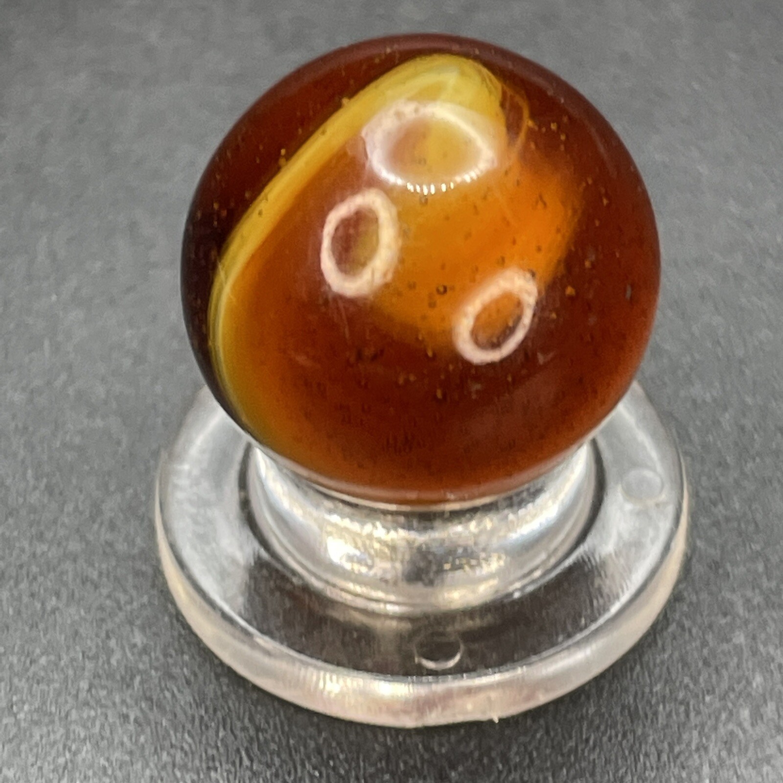 Akro Agate Corkscrew Bubbly Clear Amber & Yellow Snake Vintage Marbles ...