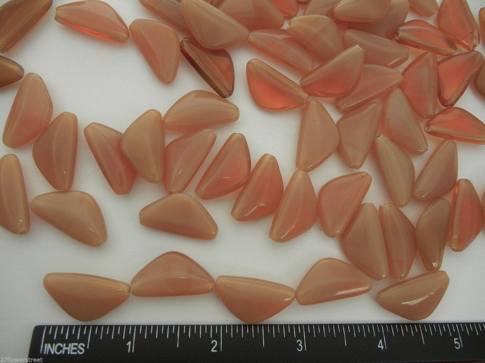 30 Preciosa Czech Glass Side-Drilled Triangle Beads 24x14mm Brown Opal ...