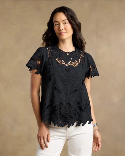 Sundance Ayre Lace Top Black w Camisole PXS Short Sleeve NWT MSRP: $158 ...