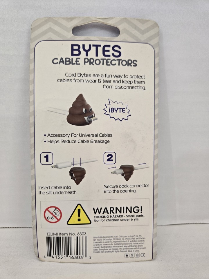 Tzumi Bytes Cable Protectors Ibyte Poop & Happy Face FREE SHIPPING | eBay