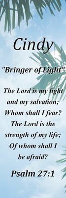 Cindy "Bringer of Light" Name Meaning Bookmark with Bible Verse and ...