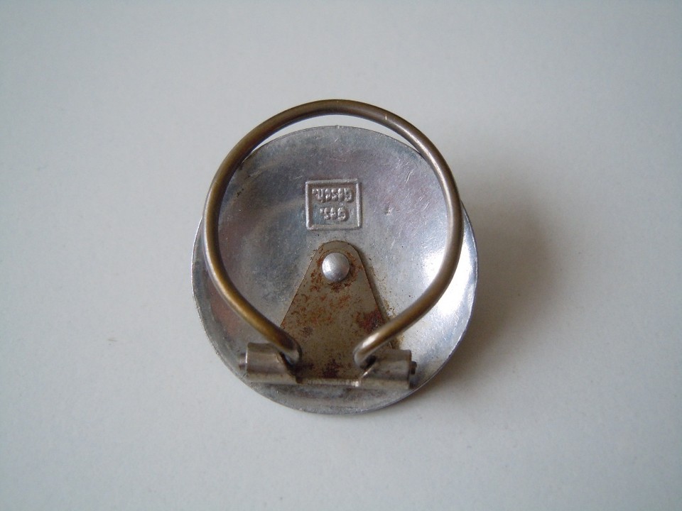 Scarf Clip Dress Clamp Round Blue Metal Silver Tone Ges.Gesch. 5.5g/Ø 2 ...