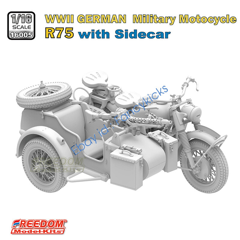 Freedom 16005 1/16 WWII German Military Motocycle R75 with Sidecar ...