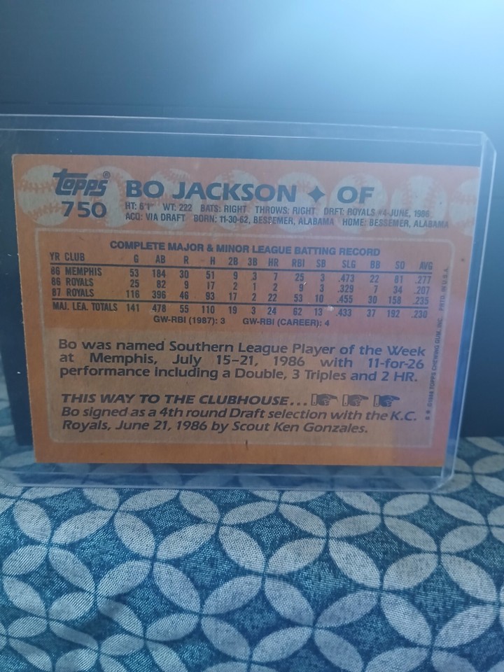 1988 Topps - #750 Bo Jackson | eBay