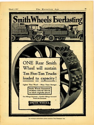 1917 Smith Wheel Co. Ad: "Everlasting" - Truck Wheels - Syracuse, New ...