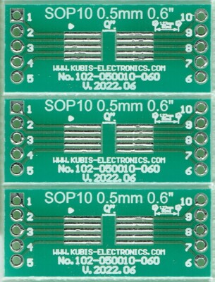 MSOP10, SSOP10, TSOP10 0.50mm(0.02") to DIP 0.6" (1.27mm pin raster)-3 ...