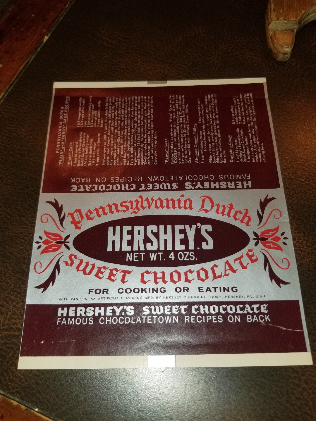 Vintage 1950-60 Hersheys Pennsylvania Dutch Sweet Chocolate Candy Bar ...