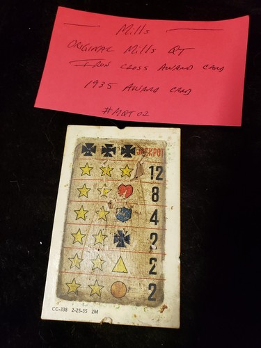 ORIGINAL 1935 MILLS QT IRON CROSS AWARD CARD ANTIQUE SLOT MACHINE #MQT2 ...