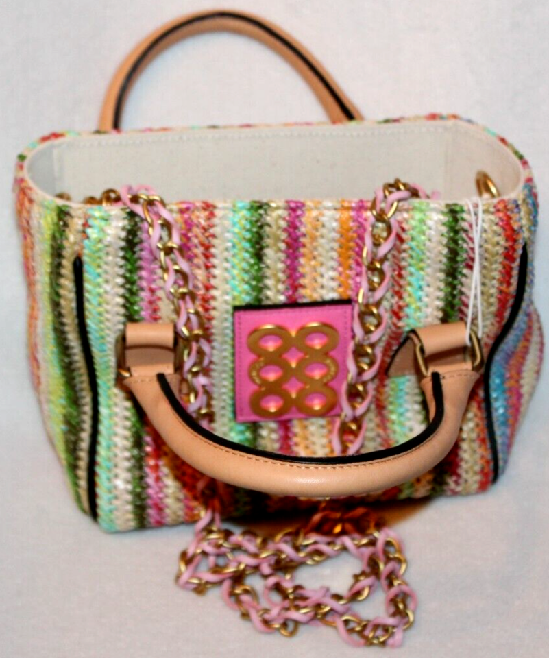Kooreloo Mini Multicolor Striped Raffia Top Handle Handbag Crossbody ...