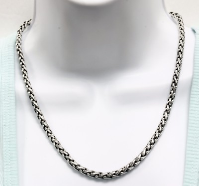 New Handmade 925 Sterling Silver 5mm Bali Braided Wheat Chain Necklace ...