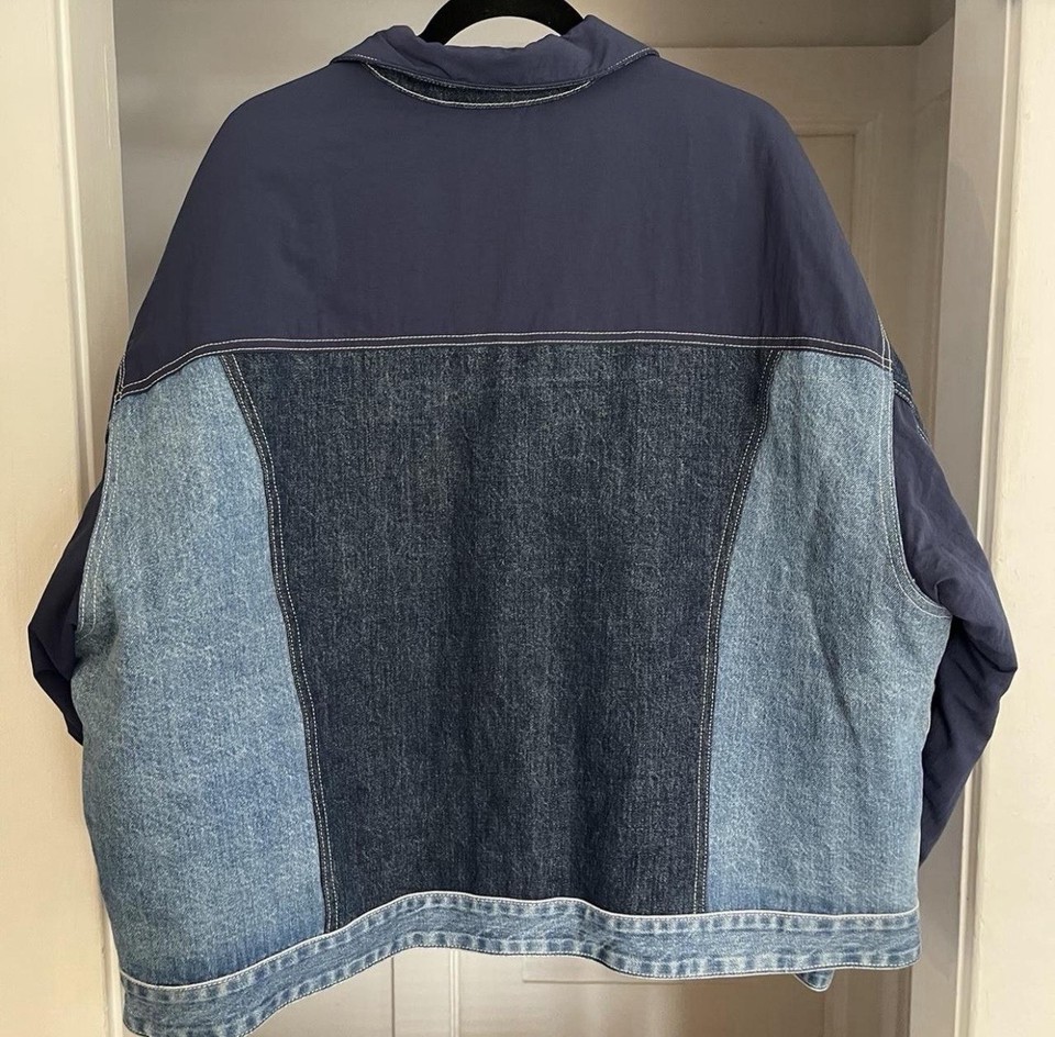 RARE Levi's x New Balance Colorblock Denim Jacket Blue Navy White Logo ...