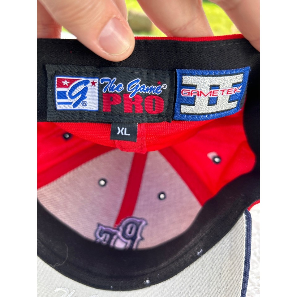 PE Hat Red Navy Blue The Game Pro XL GameTek Stretch Baseball Cap | eBay