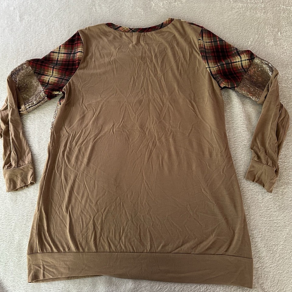 Grace & Emma Womens Multicolor Patterned w/Sequins Long Sleeve Top Size ...