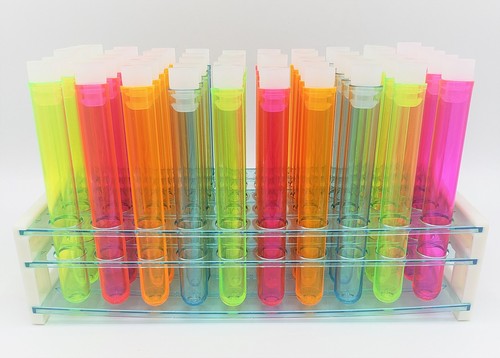 Test Tube Party Pack with Assorted Neon 5" Plastic Test Tubes, Caps and ...