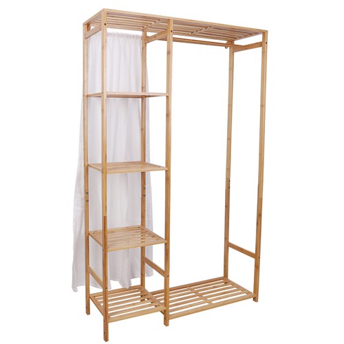 Heavy Bamboo Open Wardrobe Closet Garment Rack Clothing Hanging ...