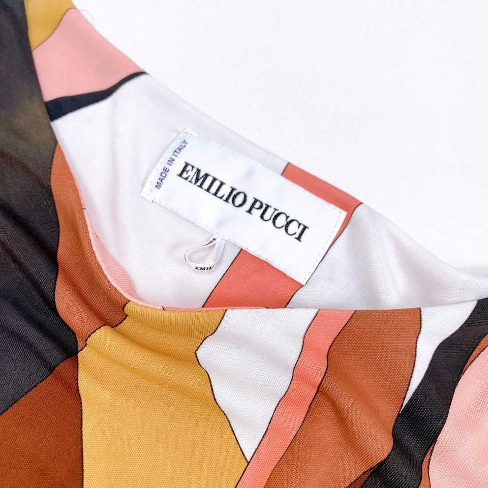 Emilio Pucci Tight Dress Long Sleeve Pucci Pattern 38 M brown pink from ...