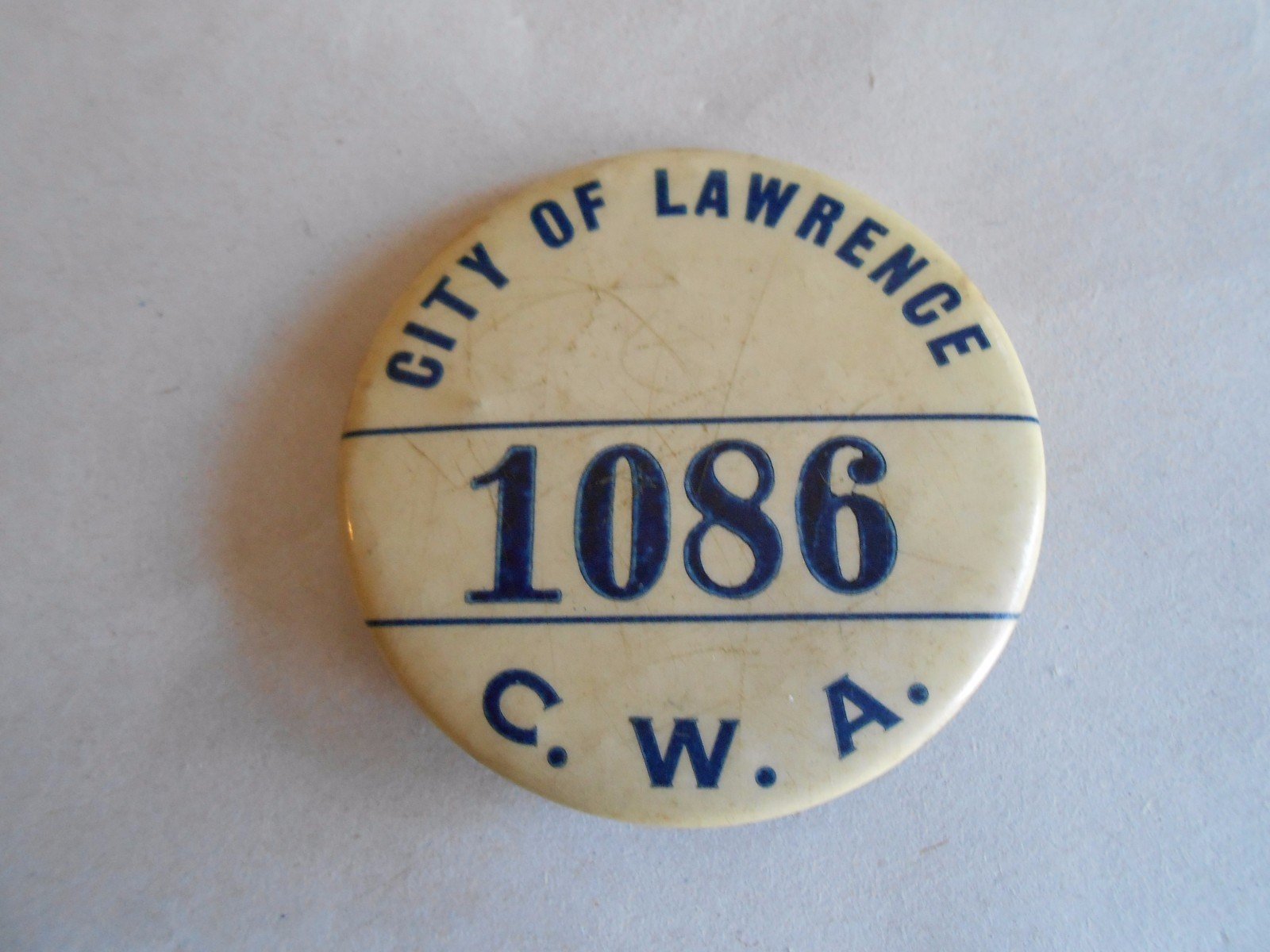 Vintage City of Lawrence CWA Employee ID Pinback Button Badge | eBay