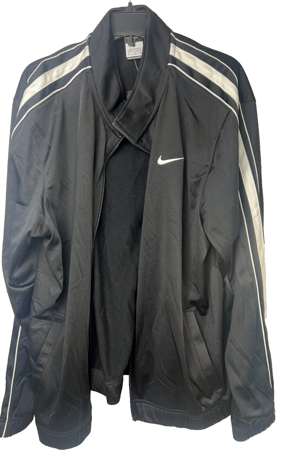 Nike Men's Track Jacket XL Black Full Zip White Stripe NWT Free ...