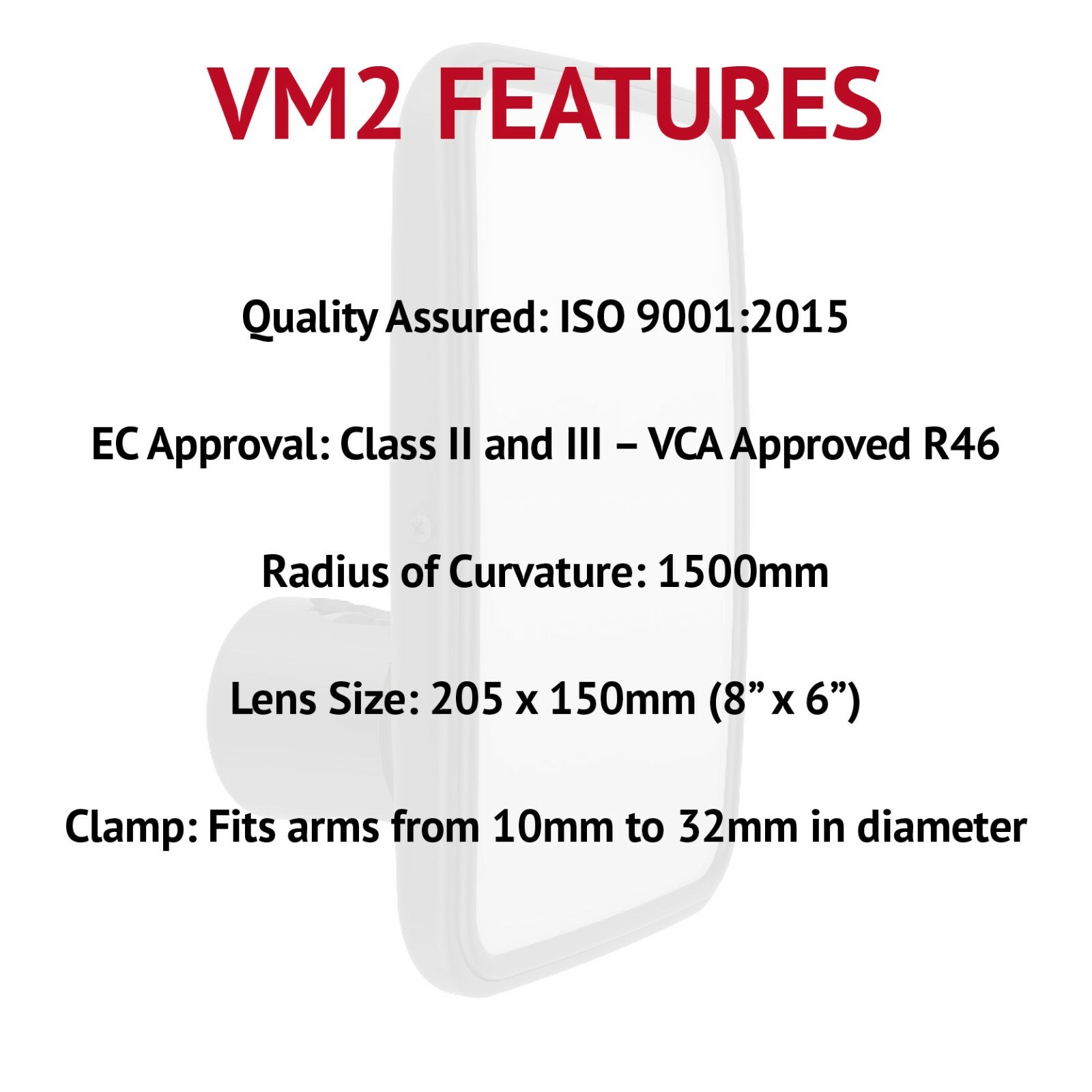 SPAFAX VM2 Unbreakable Rear View Mirror Military Forklift Commercial ...