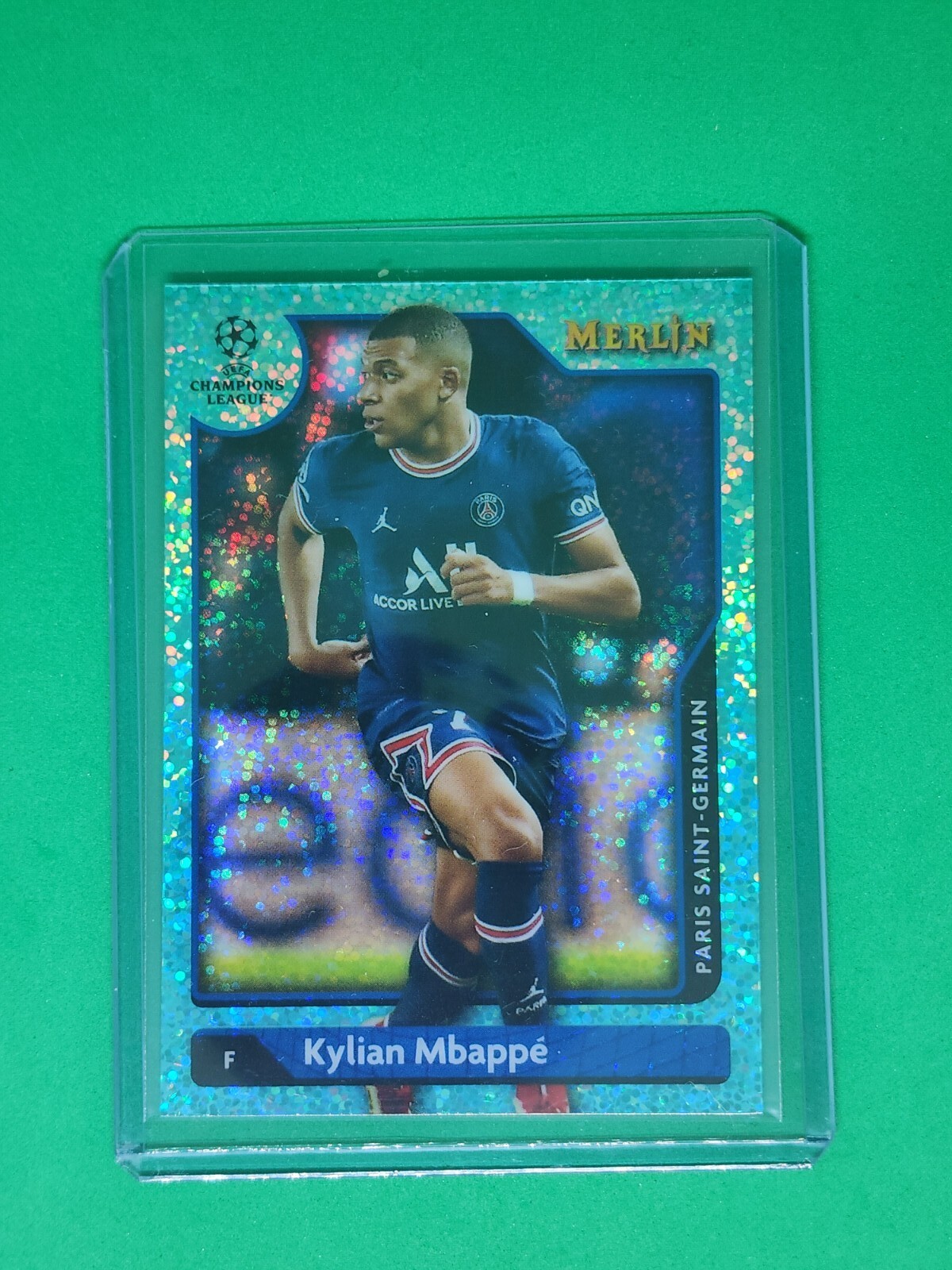 2021-22 TOPPS MERLIN CHROME KYLIAN MBAPPE AQUA DIAMONDS /199 PSG FRANCE ...
