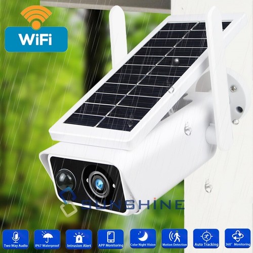 1080P Wireless WIFI Camera Solar Powered Video 2MP Night Vision Outdoor ...