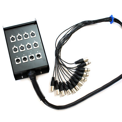 15m 12 Way XLR 3 Pin Multicore Loom Snake Cable *8 Inputs 4 Outputs ...