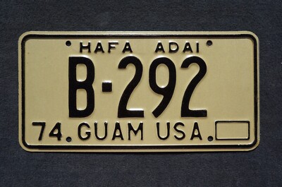 1974 GUAM USA License Plate - ISLAND Tag # B - 292 Nice Original | eBay