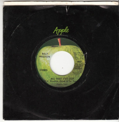 BILLY PRESTON - ALL THAT I'VE GOT - ORIGINAL APPLE RECORDS 45 - GREAT ...