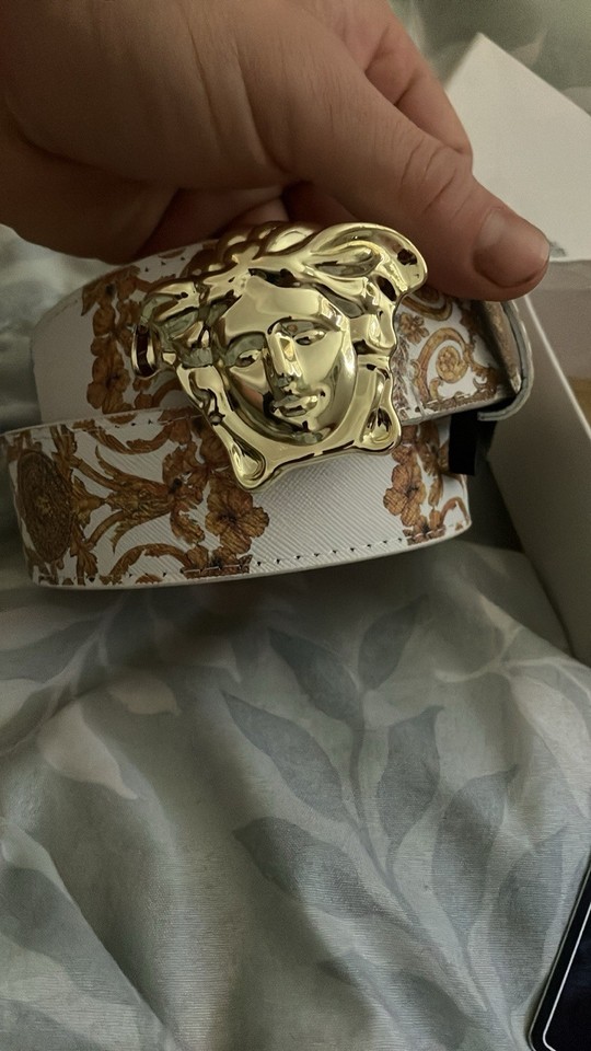 Versace Barocco La Medusa Leather Belt Size 125/50 Made In Italy ...