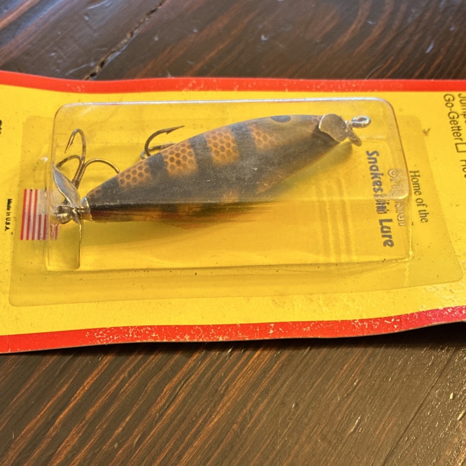Vintage Gilmore Wooden Jumper Lure Snakeskin Pattern Brown & Black Fish ...