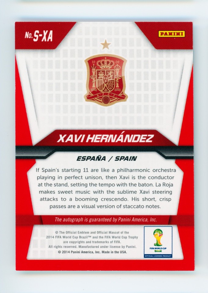 2014 Xavi Hernandez Panini Prizm World Cup Signatures Spain Autographed ...