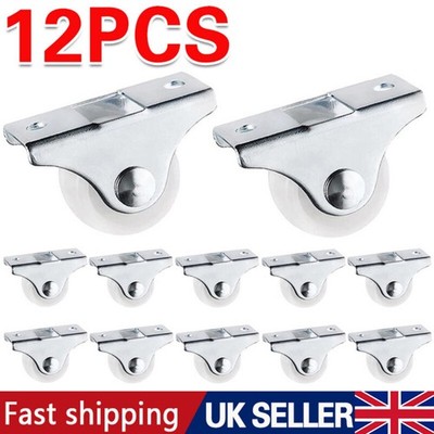 25MM 12PCS Fixed Castor Wheels for Furniture Cabinet Small Casters Non ...