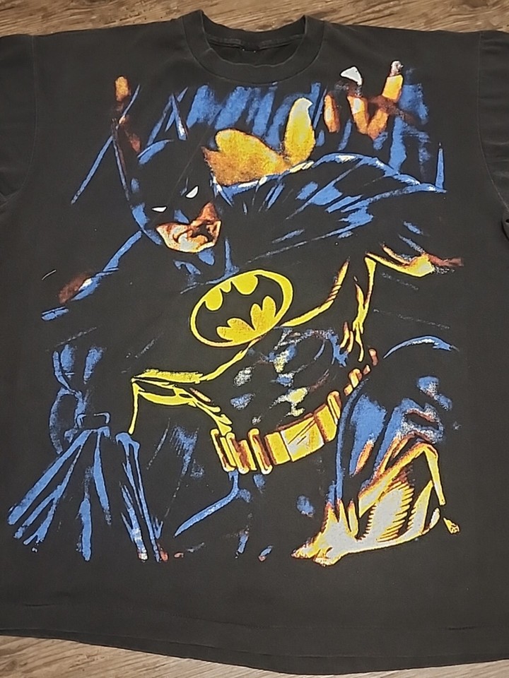90s Batman T-Shirt Men's Large Black Single Stitch DC Comics Super Hero ...