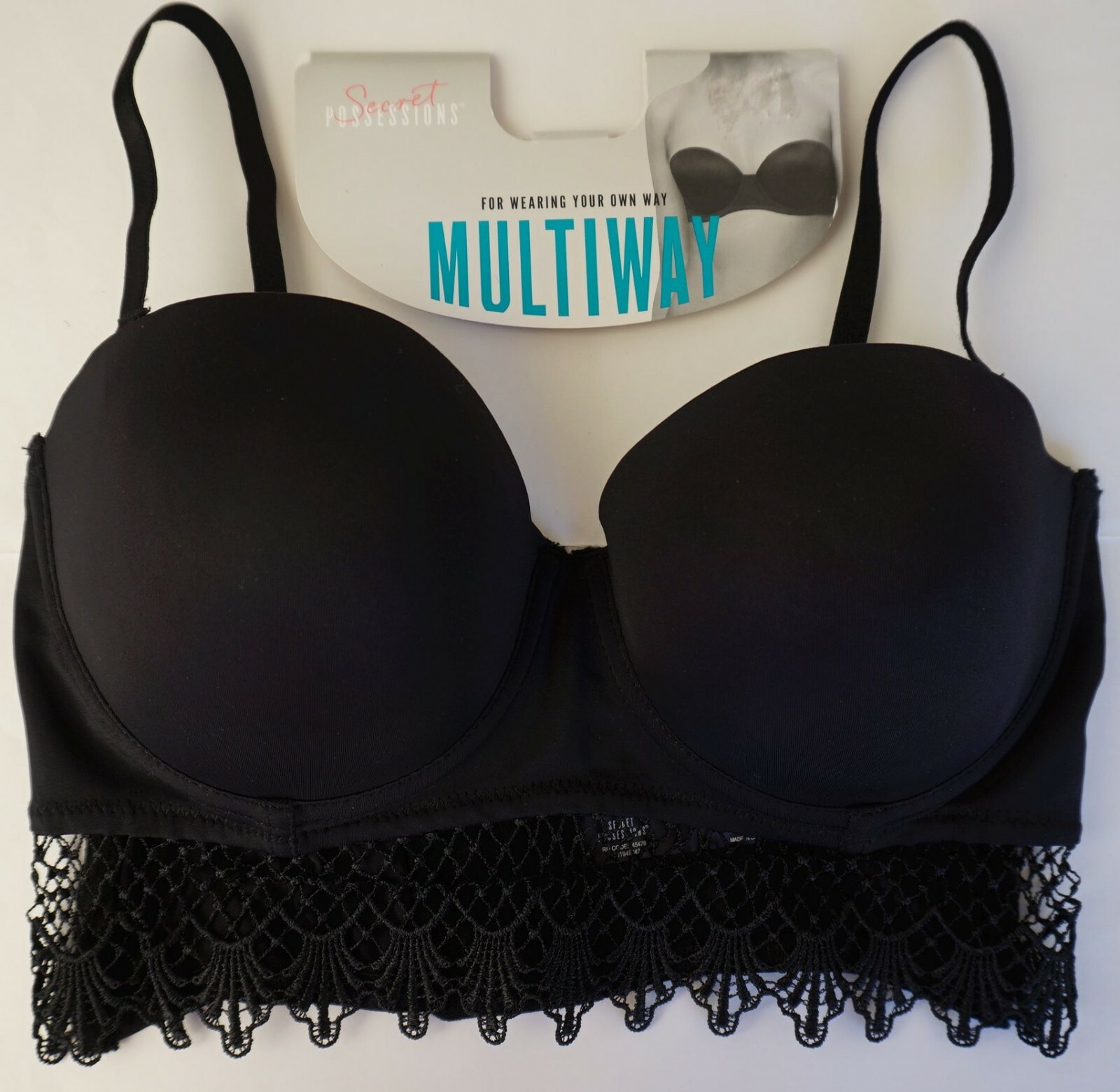 PRIMARK SECRET POSSESSIONS STYLISH BLACK LONG-LINE MULTIWAY / STRAPLESS ...