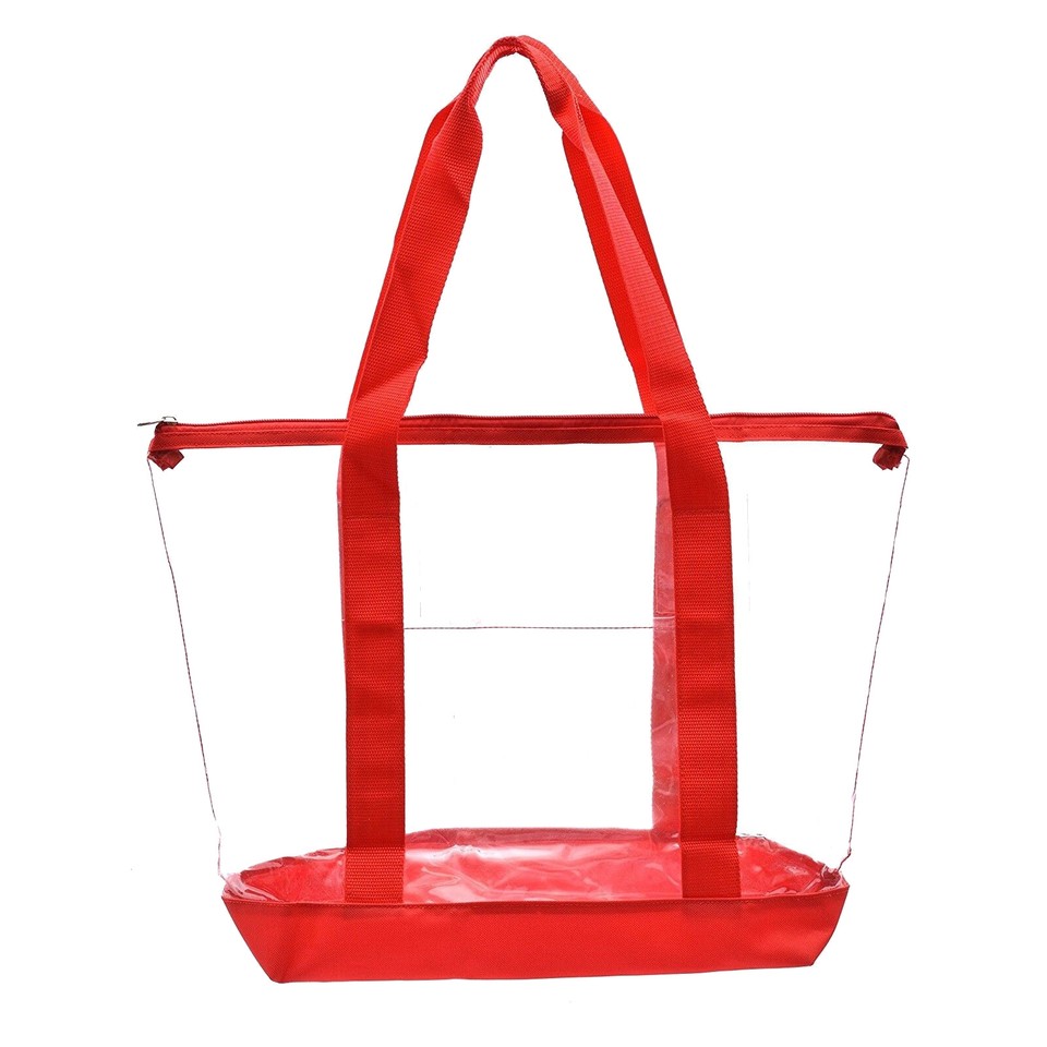 2 Clear Tote Bag Plastic Transparent Purse Handbag Zipper Security ...