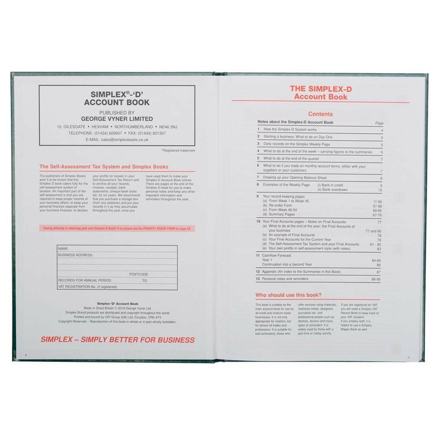 Simplex D Large Account Book Green With A Page For Each Week Of The ...